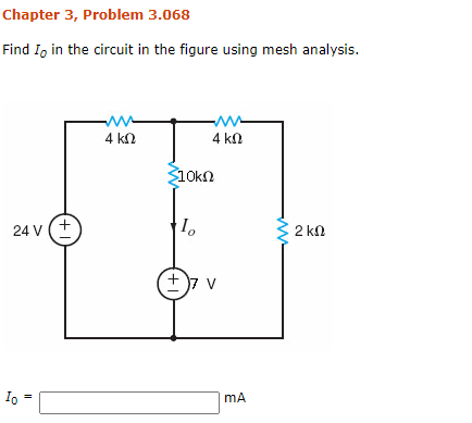 Solved Chapter 3, Problem 3.068 Find I0 in the circuit in | Chegg.com