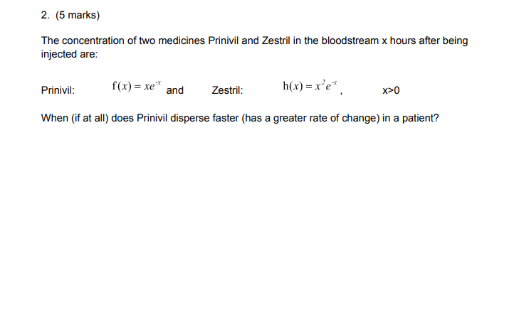 Solved The concentration of two medicines Prinivil and | Chegg.com