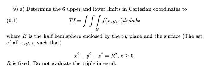 Solved 9) a) Determine the 6 upper and lower limits in | Chegg.com