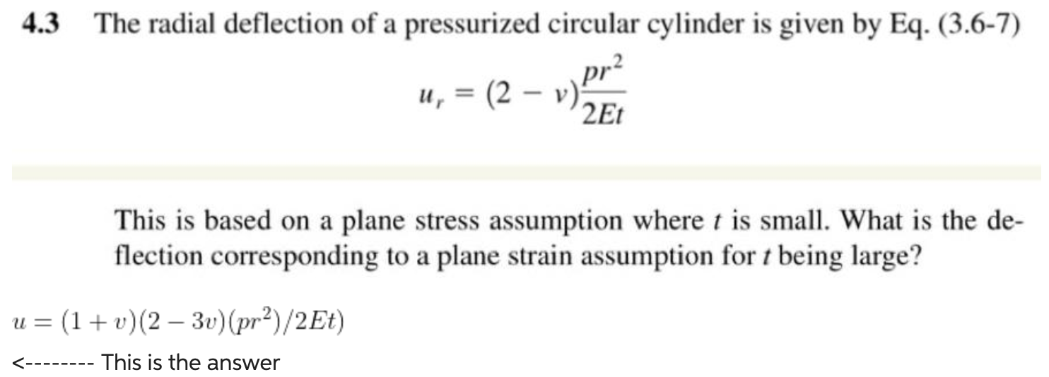 Solved 4.3 The radial deflection of a pressurized circular | Chegg.com
