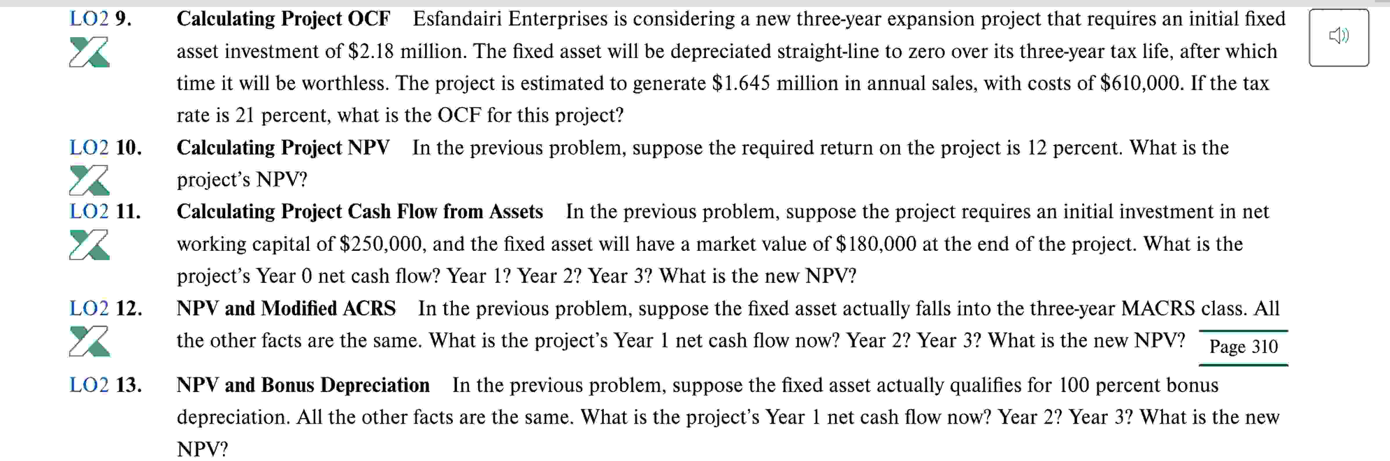 Solved LO2 9. ﻿Calculating Project OCF Esfandairi | Chegg.com