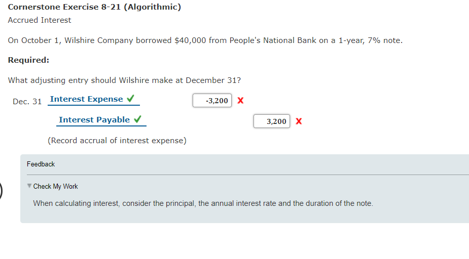 Solved Cornerstone Exercise 8-21 (Algorithmic) Accrued | Chegg.com