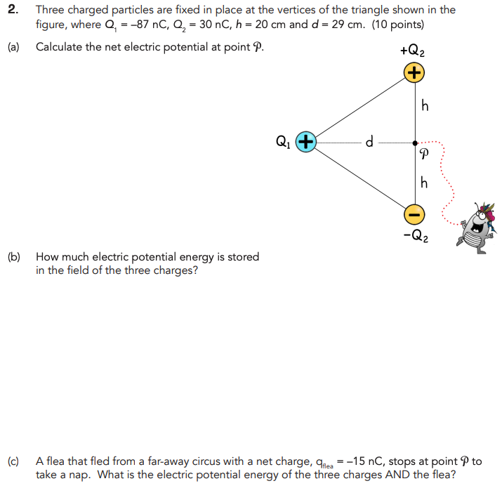 Solved 2. Three charged particles are fixed in place at the | Chegg.com
