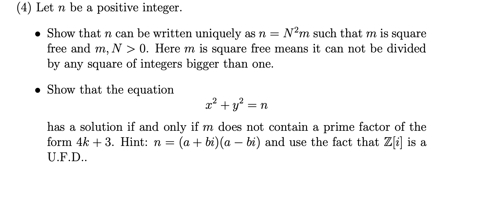 Solved Let n be a positive integer. - Show that n can be | Chegg.com