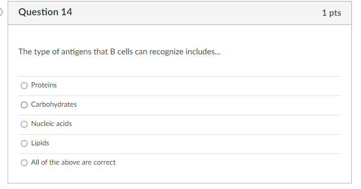 Solved The type of antigens that B cells can recognize | Chegg.com