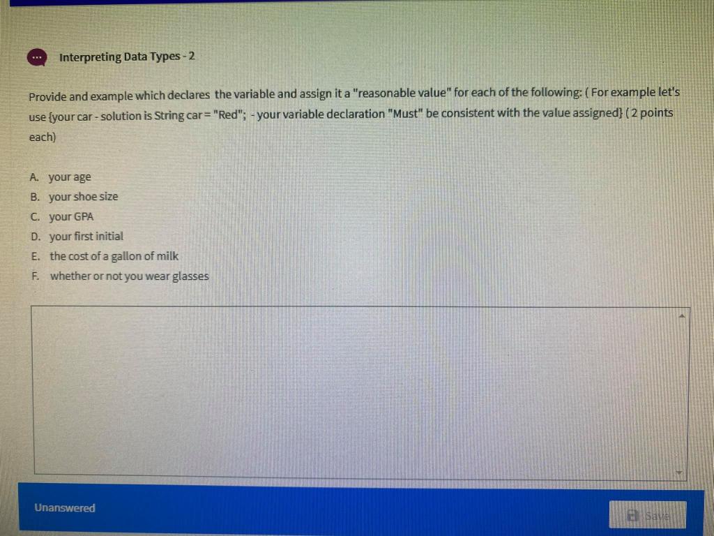 Solved SEE Interpreting Data Types - 2 Provide and example | Chegg.com