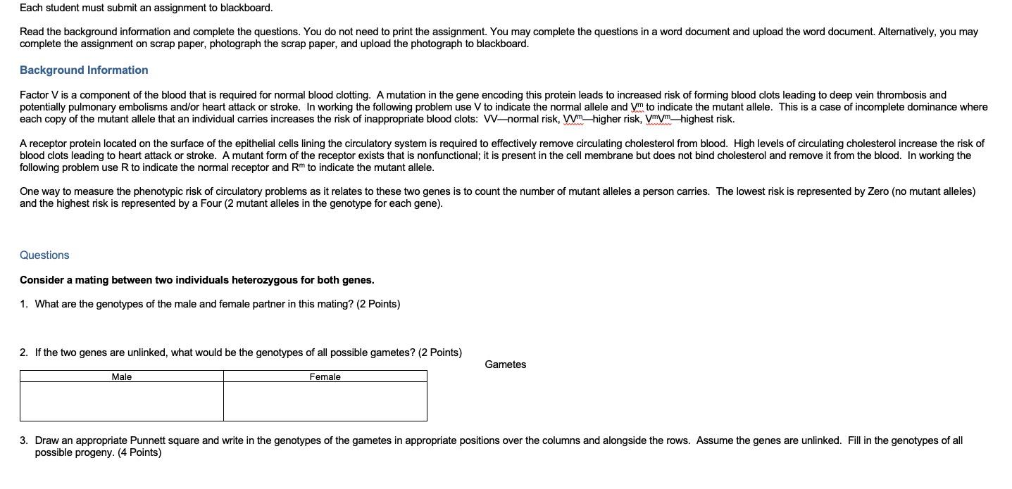 Solved Each student must submit an assignment to blackboard. | Chegg.com