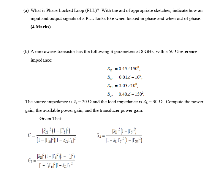 Solved (a) What is Phase Locked Loop (PLL)? With the aid of | Chegg.com