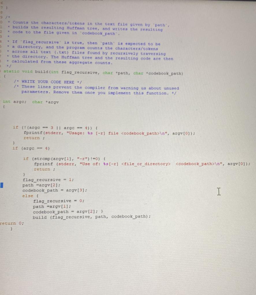 Solved i am trying to write a code that will build a hufman | Chegg.com