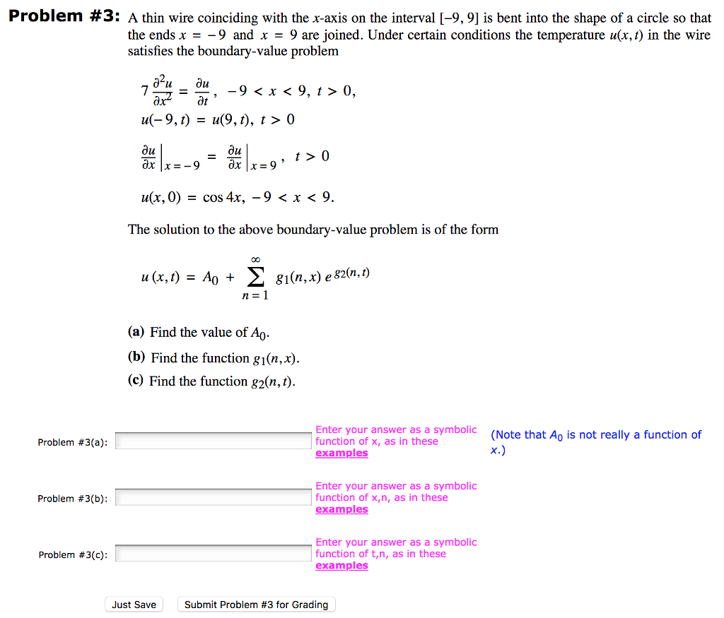 Solved A thin wire coinciding with the x-axis on | Chegg.com