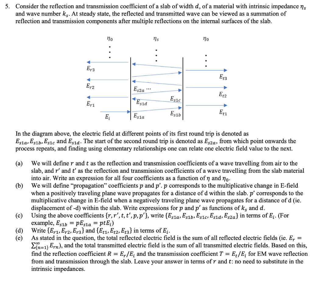 [Solved]: 5. Consider the reflection and transmission coef