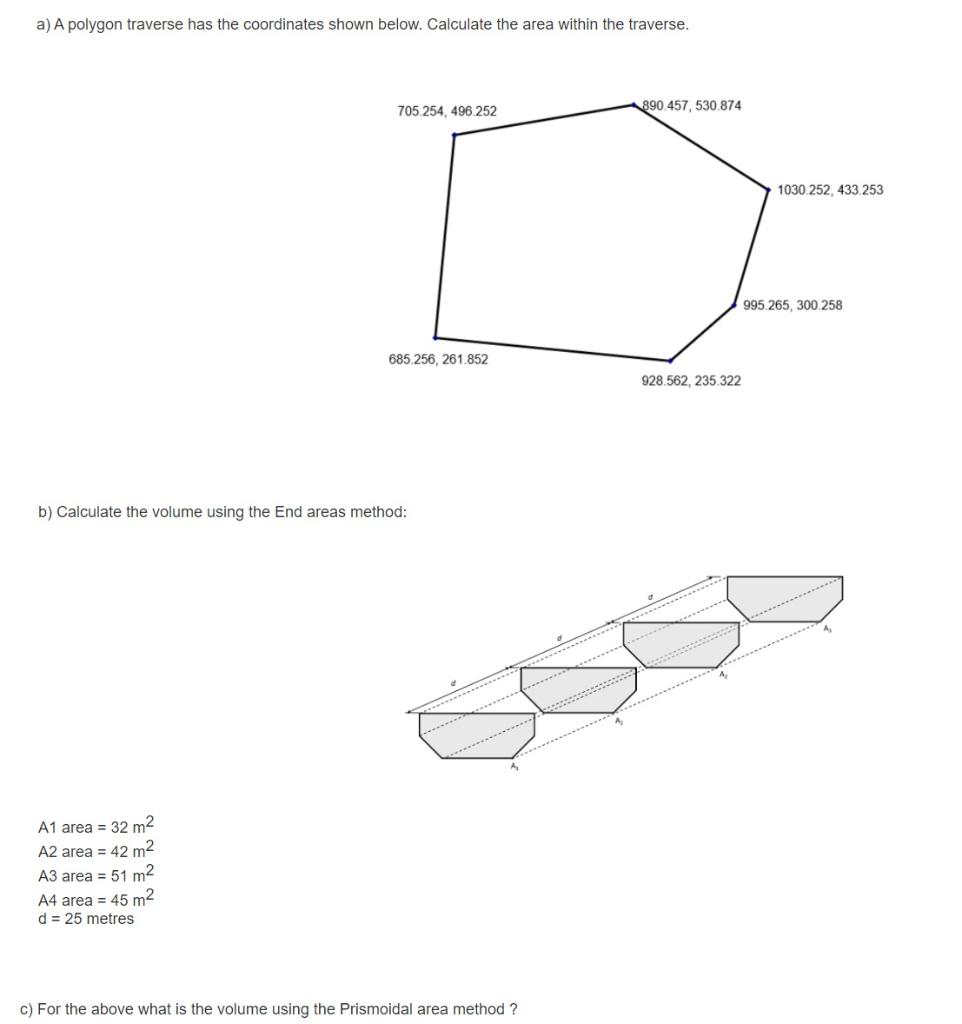 Solved a) A polygon traverse has the coordinates shown | Chegg.com