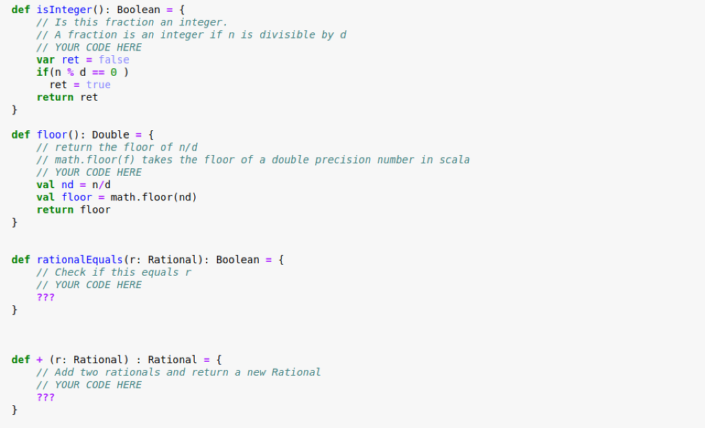 Solved We Would Like You To Implement The Methods In The