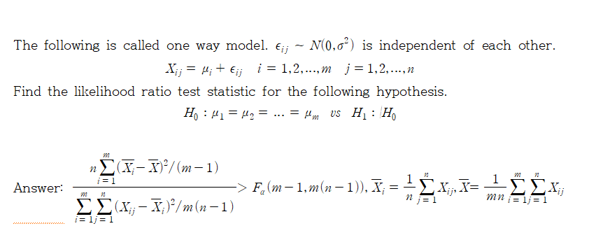 Solved The following is called one way model. €¡j N(0,02) is | Chegg.com
