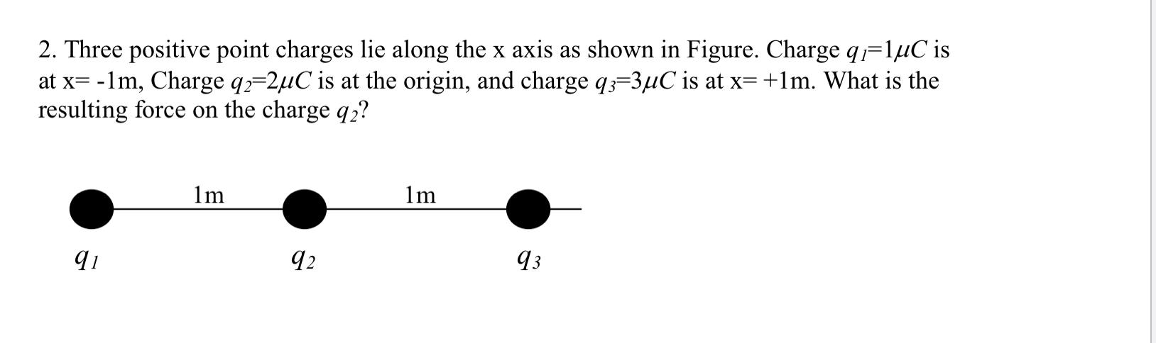 Solved 2. Three positive point charges lie along the x axis | Chegg.com