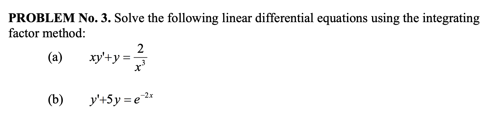 Solved PROBLEM No. 3. Solve the following linear | Chegg.com