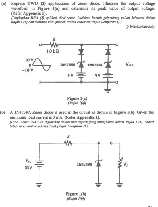 Solved (a) Express TWo (2) applications of zener diode. | Chegg.com