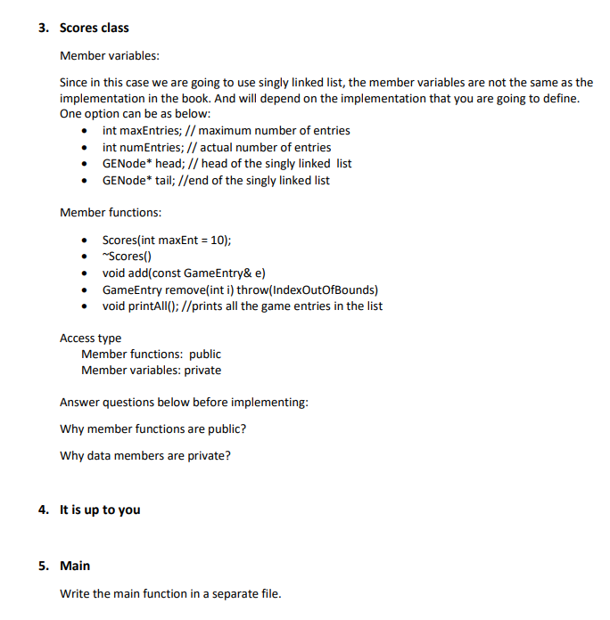 Solved Write a class that maintains the top ten scores for a | Chegg.com