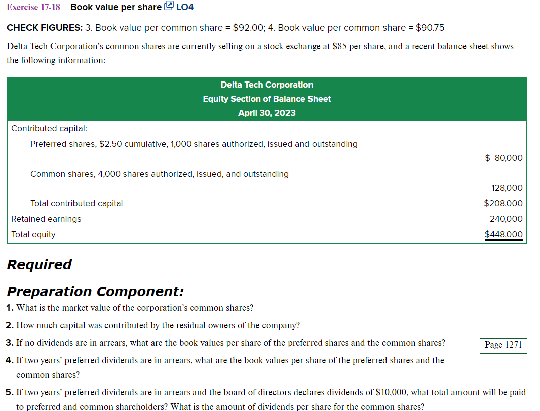 Solved Exercise 17-18RequiredPreparation Component:1. ﻿What | Chegg.com