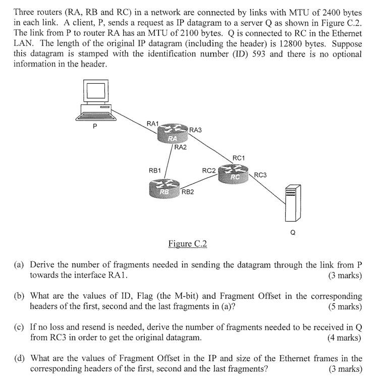 Solved Three routers (RA, RB and RC) in a network are | Chegg.com