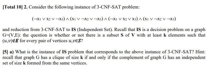 Solved [Total 10] 2. Consider the following instance of | Chegg.com