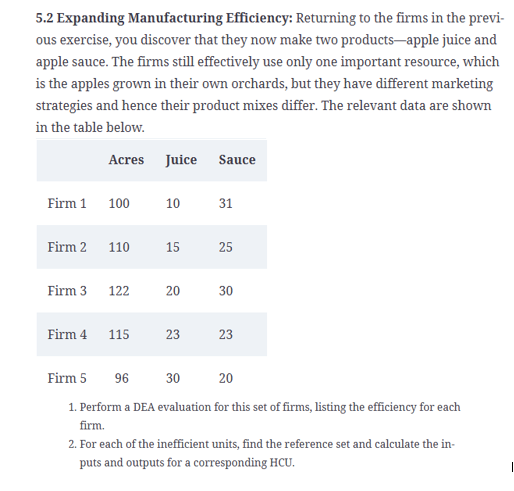 5.2 ﻿Expanding Manufacturing Efficiency: Returning to | Chegg.com