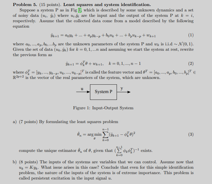 Problem 5. (15 points). Least squares and system | Chegg.com