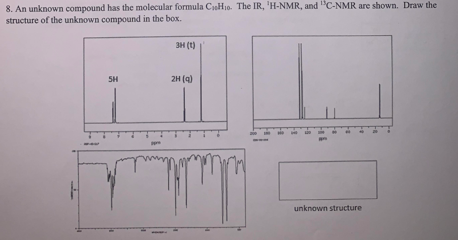 Solved 8. An unknown compound has the molecular formula | Chegg.com