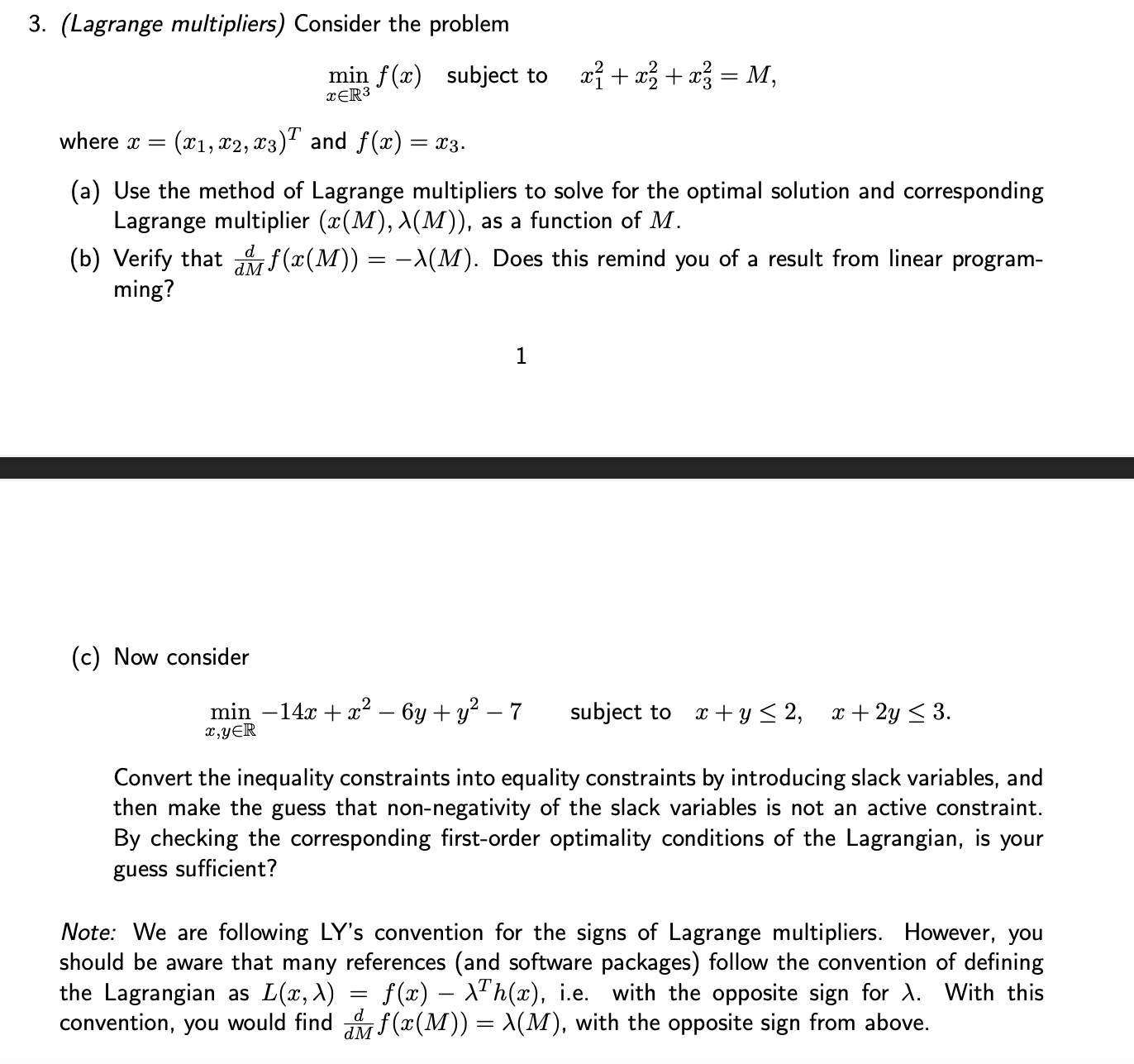 Solved (Lagrange multipliers) ﻿Consider the | Chegg.com
