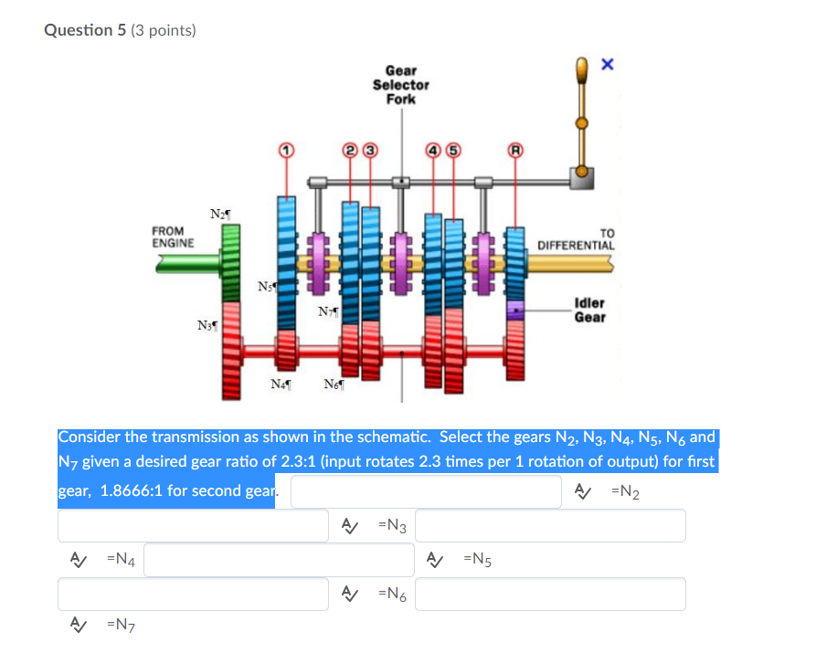 Solved Question 5 (3 points) Gear Selector Fork FROM ENGINE | Chegg.com