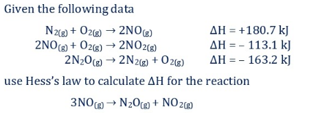 Solved Given the following data N2(g) + O2(g) → 2NO(g) | Chegg.com