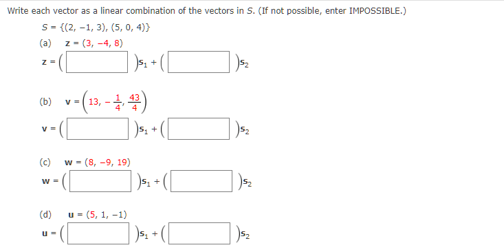 Solved Write each vector as a linear combination of the | Chegg.com