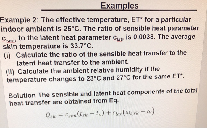 Solved Examples Example 2: The effective temperature, ET* | Chegg.com