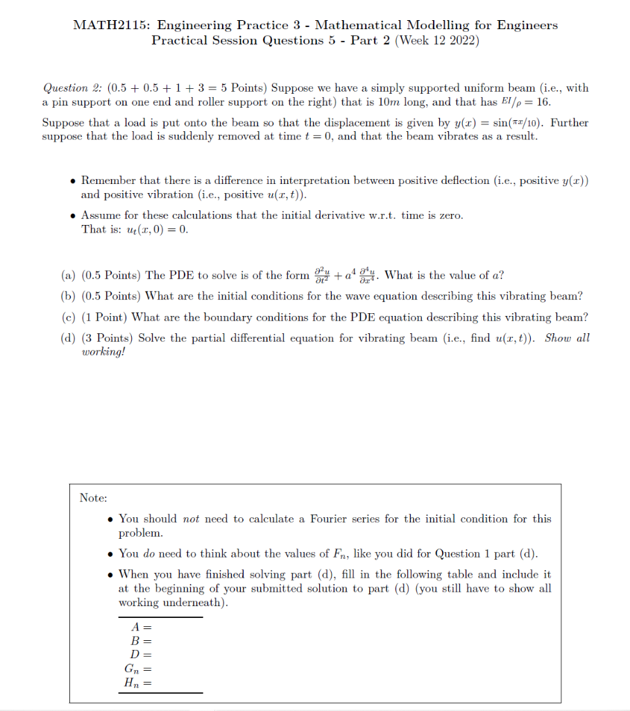 Solved MATH2115: Engineering Practice 3 - Mathematical | Chegg.com