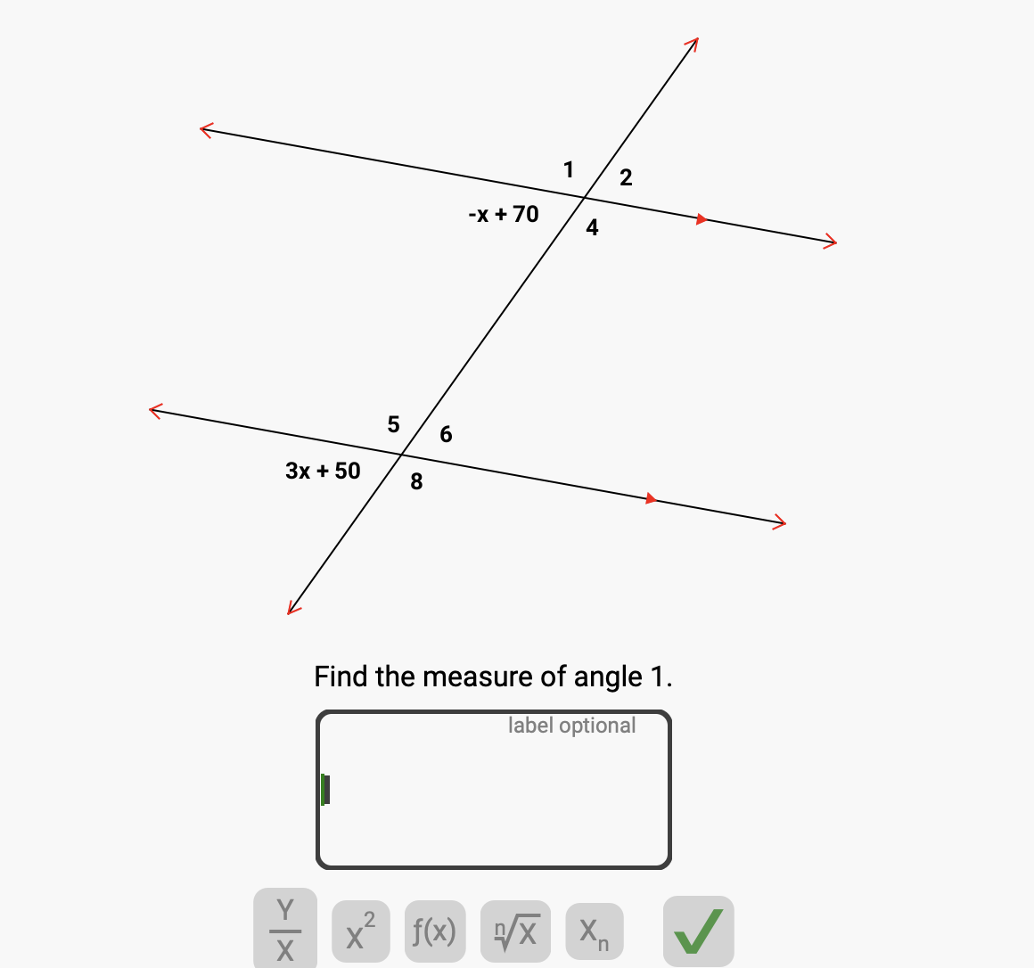 Solved Find the measure of angle 1 . | Chegg.com