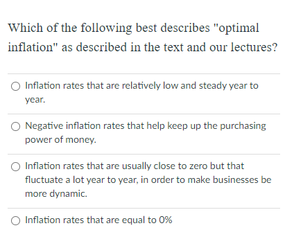 Solved Which of the following best describes "optimal | Chegg.com