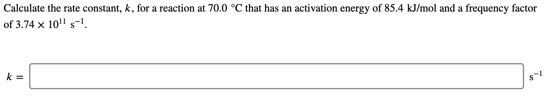 Solved Calculate the rate constant, k, for a reaction at | Chegg.com