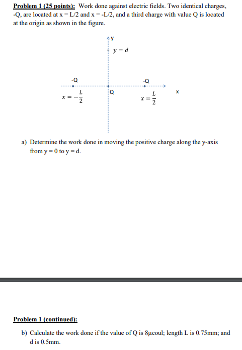 Solved Problem 1 (25 points): Work done against electric | Chegg.com
