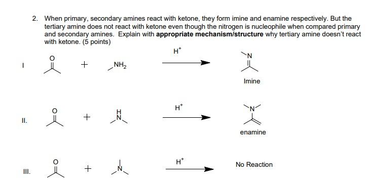 Solved 2. When primary, secondary amines react with ketone, | Chegg.com
