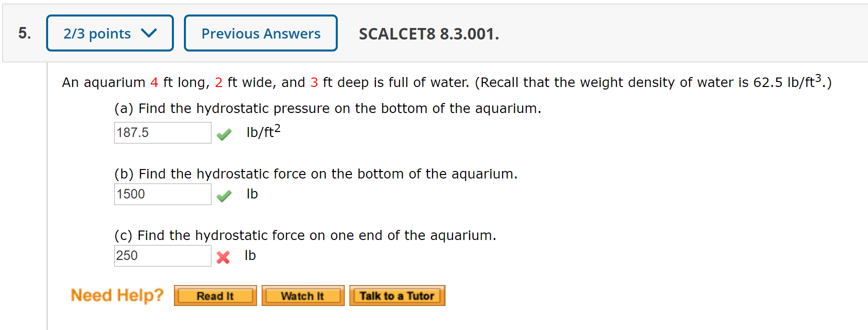 Solved 2/3 points v Previous Answers SCALCET8 8.3.001. An | Chegg.com