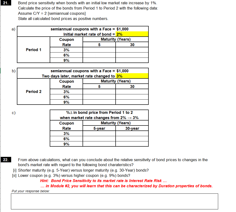 Solved In Question 1, we explored the bond price sensitivity | Chegg.com