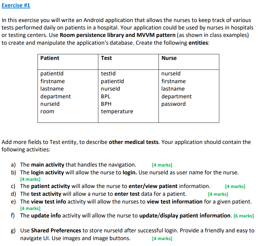 Solved In this exercise you will write an Android | Chegg.com
