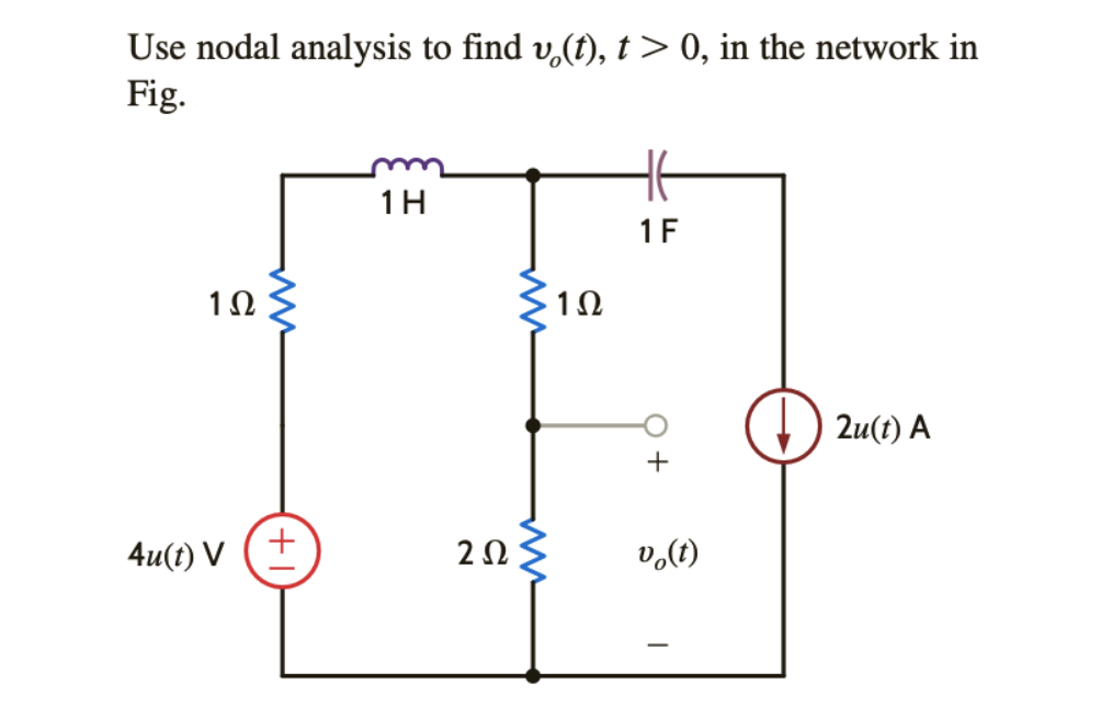 Solved Use nodal analysis to find vo(t),t>0, in the network | Chegg.com