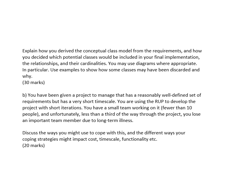 Solved Explain how you derived the conceptual class model | Chegg.com