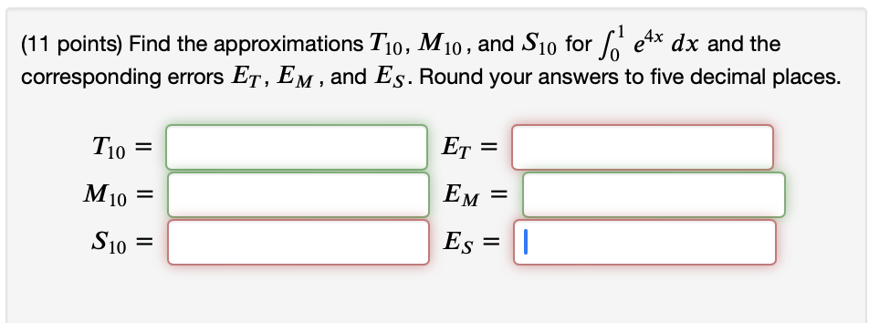 Solved (11 ﻿points) ﻿Find the approximations T10,M10, ﻿and | Chegg.com