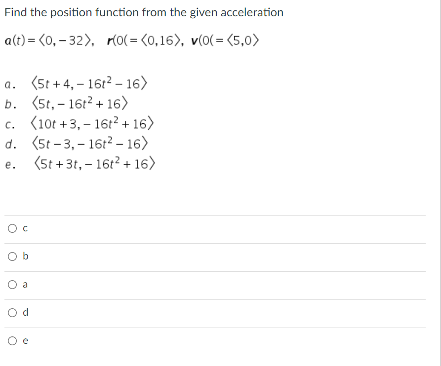 Solved Find the position function from the given | Chegg.com