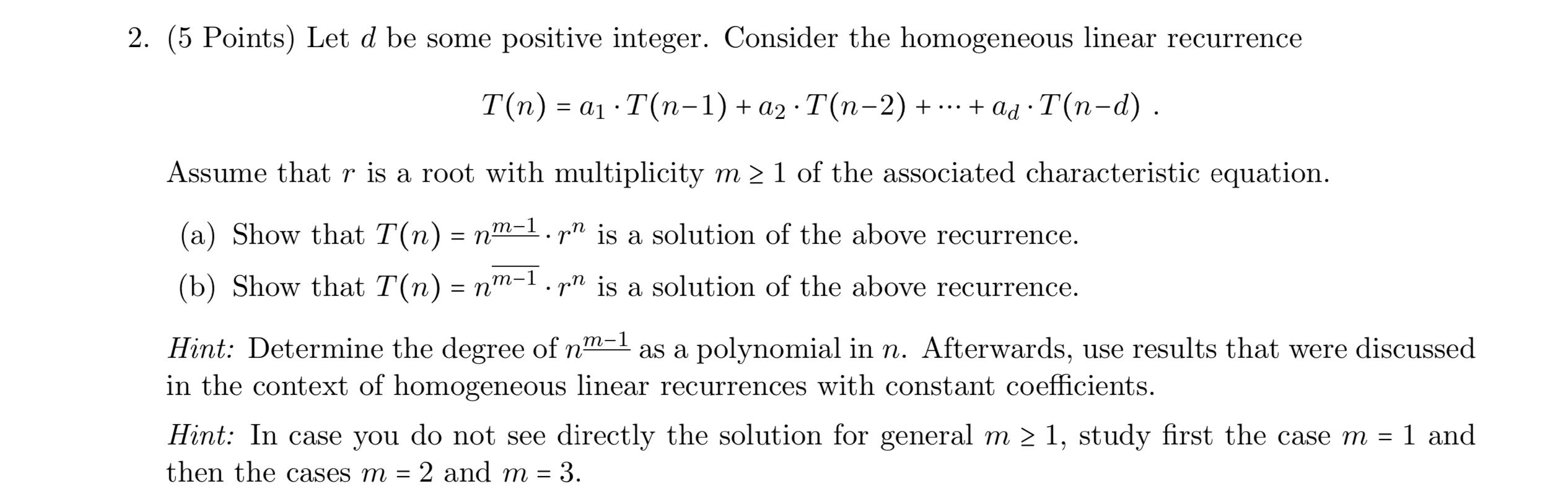 (5 ﻿Points) ﻿Let d ﻿be some positive integer. | Chegg.com