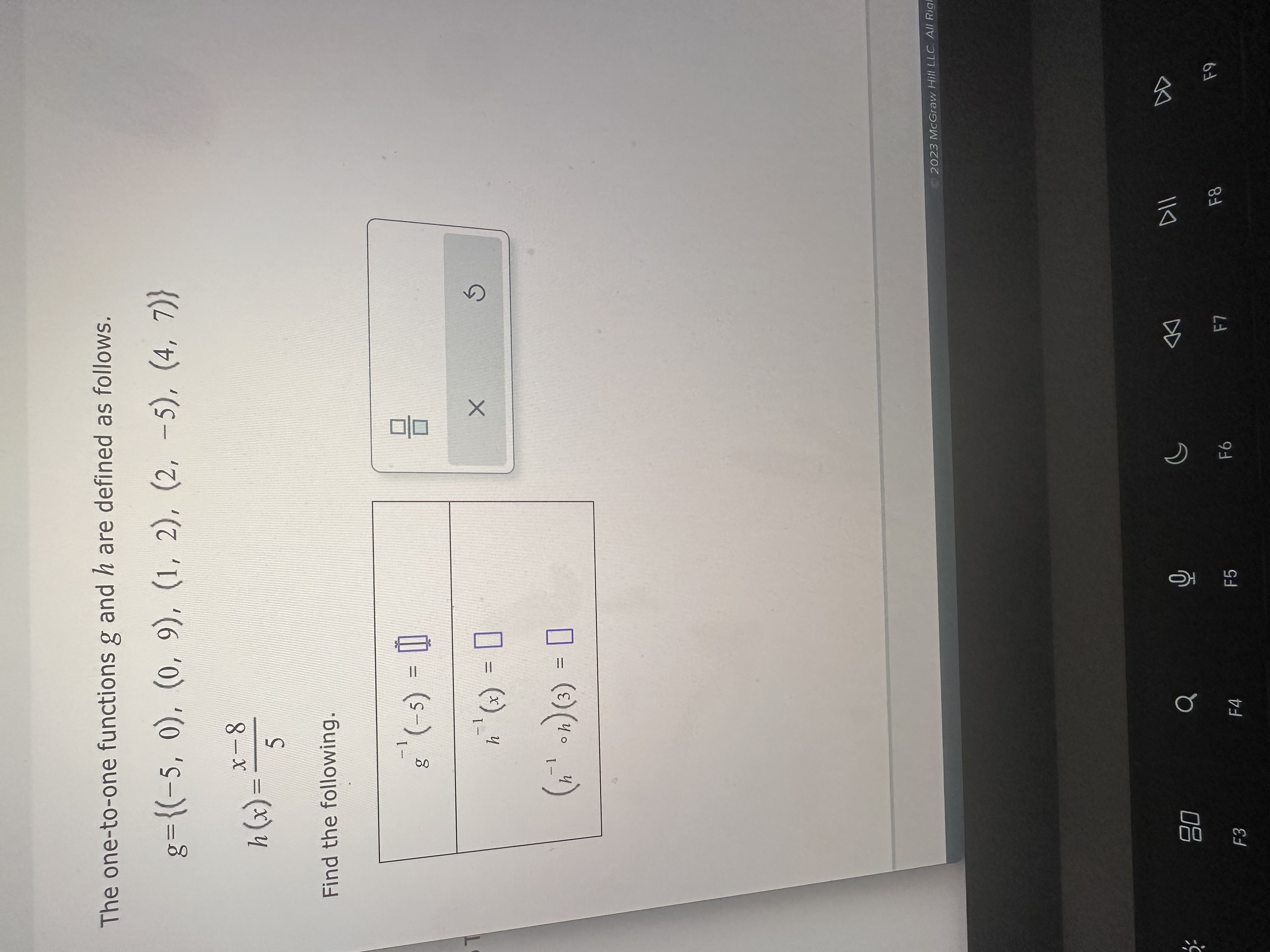 Solved The one-to-one functions \\( g \\) and \\( h \\) are | Chegg.com