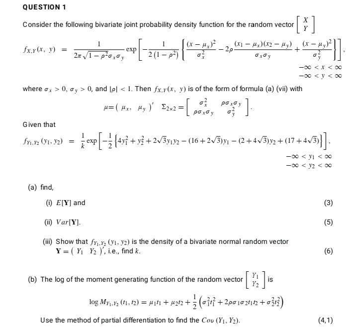 Solved QUESTION 1 Įf] Consider the following bivariate joint | Chegg.com