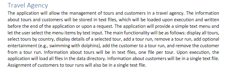 Travel Agency The application will allow the | Chegg.com